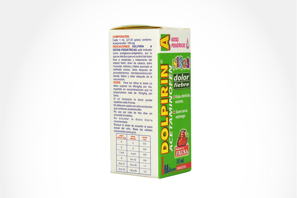 Dolpirin A Gotas Pediátricas Caja Con Frasco Con 15 mL - Sabor A Fresa ...