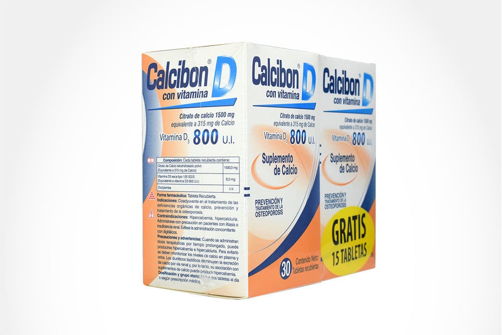 Calcibon D 1500 mg / 800 U.I. Empaque Con Caja Con Frasco Con 30 ...