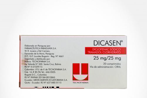 Dicasen 25 mg /25 mg Caja Con 20 Comprimidos -1268436 | Droguerías cafam