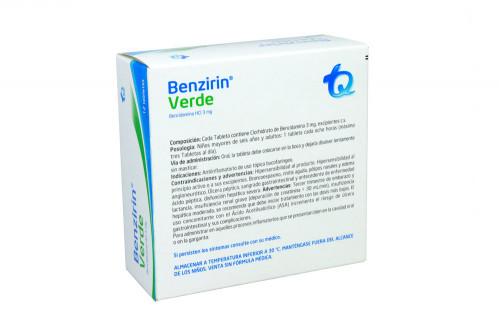 Benzirin Verde 3 mg Caja Con 12 Tabletas-1265031 | Droguerías cafam