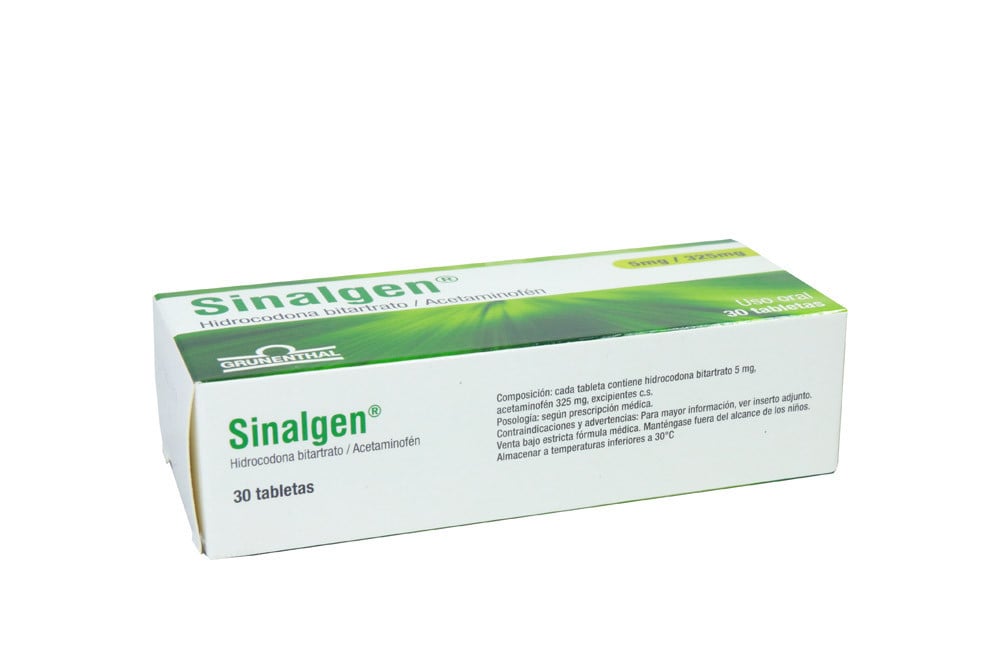 Sinalgen 5 mg/325 mg con 30 tabletas para aliviar el dolor