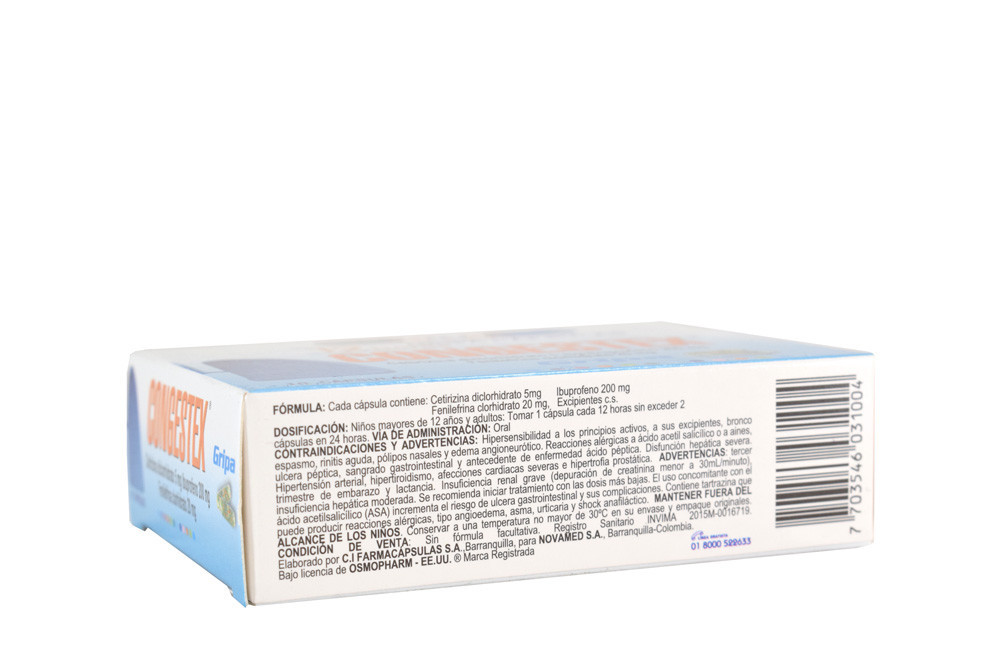 Congestex 5 /200/20 mg Caja X 10 Cápsulas | Droguerías Cafam
