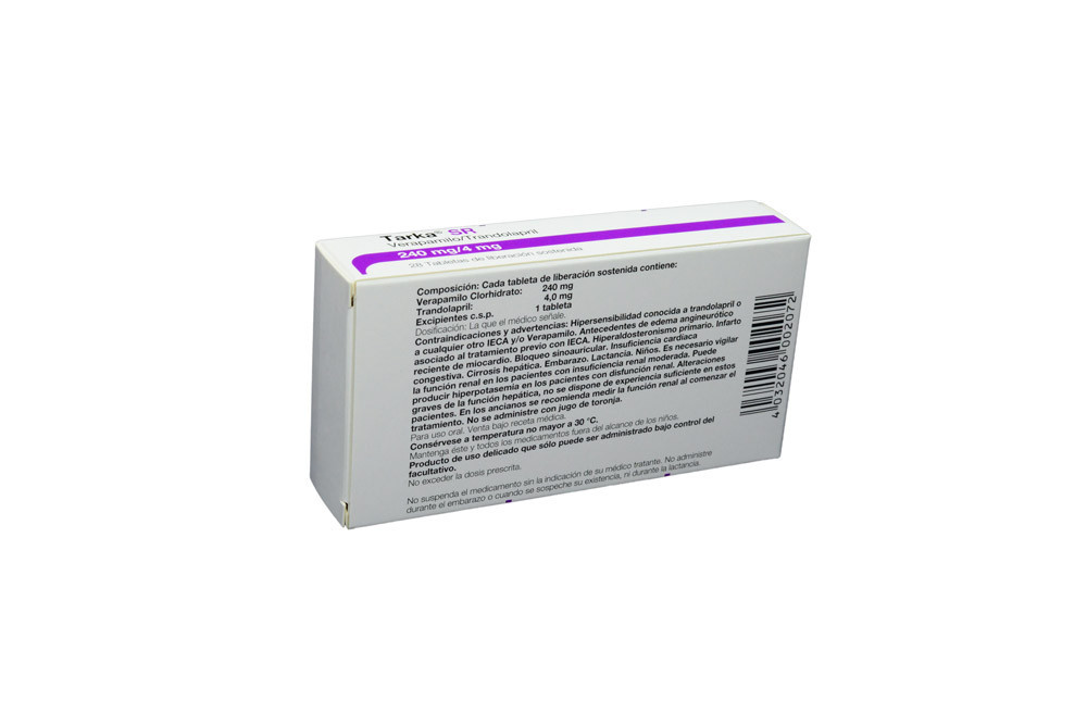 Tarka SR 240 / 4 mg Caja Con 28 Tabletas De Liberación Sostenida ...