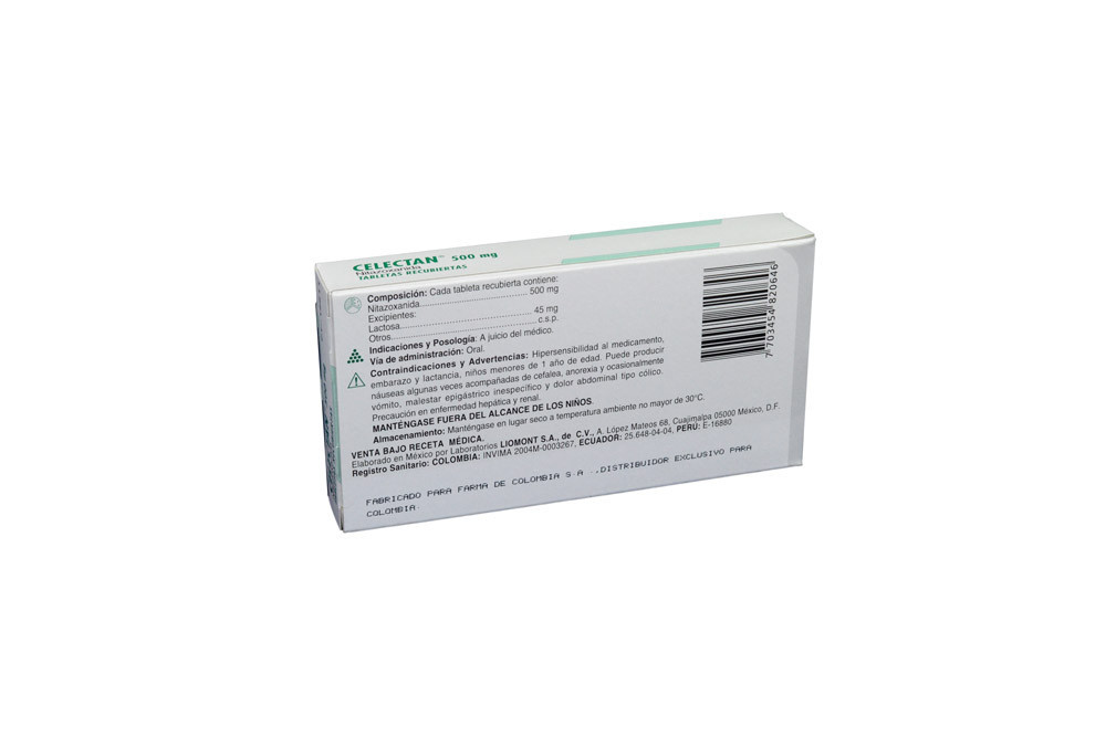 Celectan 500 mg caja con 6 tabletas recubiertas