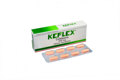 Keflex 500 mg caja x 24 tabletas recubiertas