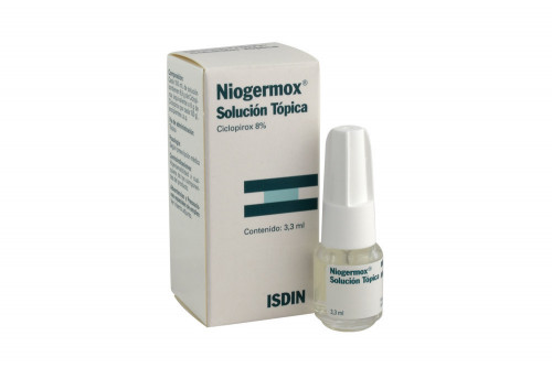 Niogermox 8 % solución tópica caja con frasco con 3.3 mL