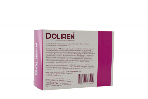 DOLIREN 5 / 325 mg Caja Con 30 Tabletas Recubiertas-1266378 ...