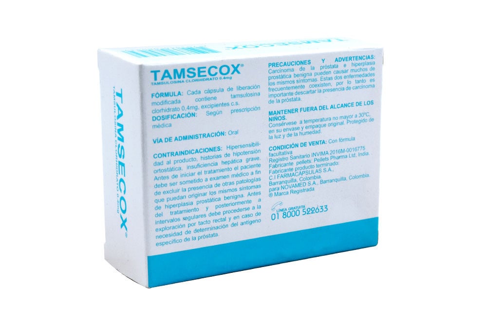 Tamsecox 0.4 mg Caja Con 30 Cápsulas de Liberación Modificada-1268575 ...