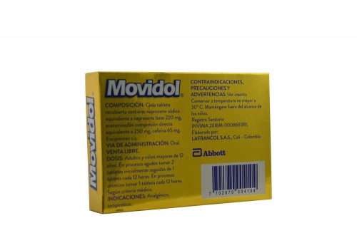 Movidol Caja Con 12 Tabletas Recubiertas-1183670 | Droguerías cafam