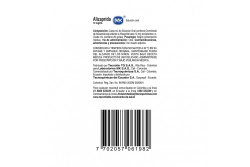 Alizaprida Mk 12mg/Ml Sabor Cereza X 15ml-1291066 | Droguerías cafam
