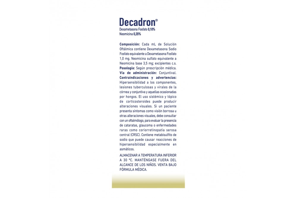 Decadron Solución Oftálmica 0.10 /0.35 % Caja Con Frasco Con 5 mL ...