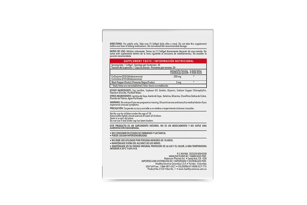 COQ 10 plus bioperine 200 MG-1295337 | Droguerías cafam