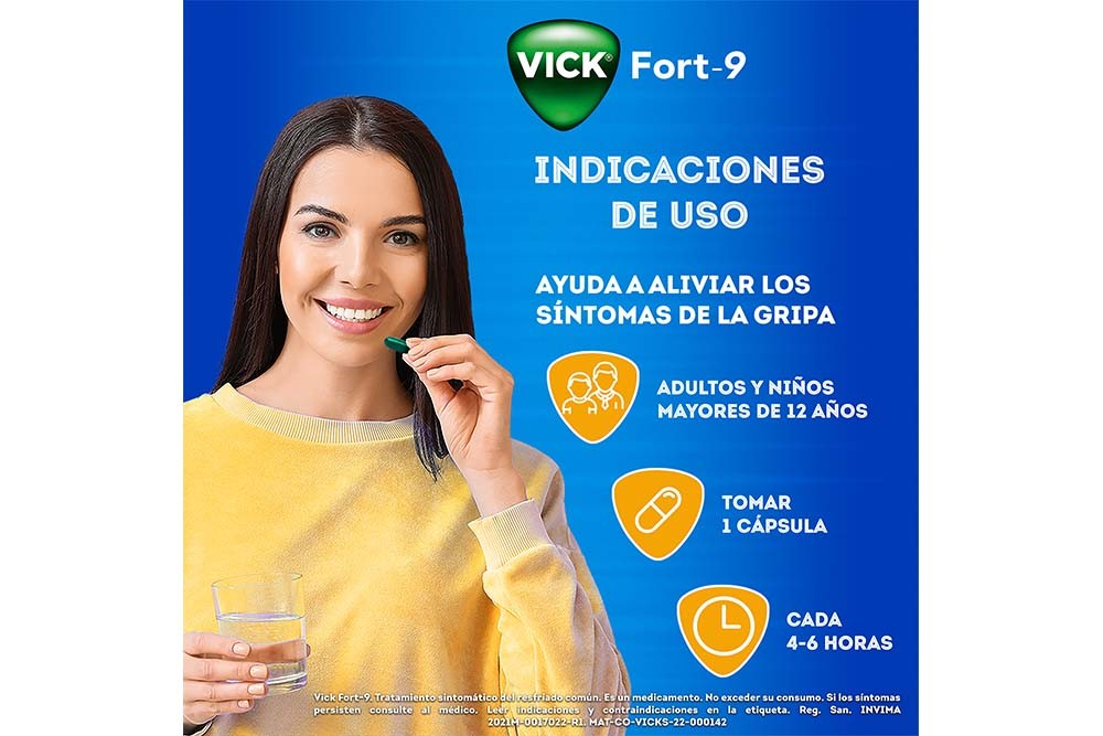 Vick Fort-9 caja x 12 cápsulas blandas | Droguerías Cafam