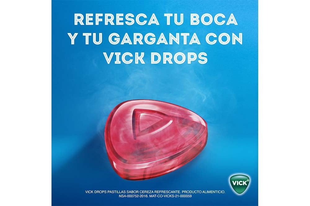 Vick Drops Sabor a Cereza con 24 Sobres x 5 Pastillas C/U