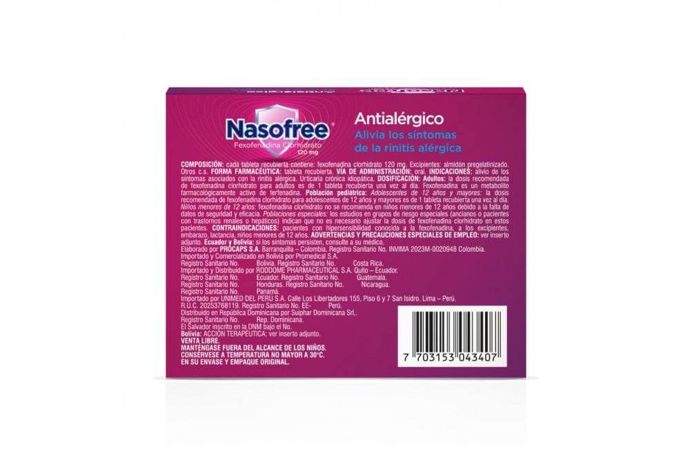 NASOFREE 120 mg 10 tabletas recubiertas-1295086 | Droguerías cafam