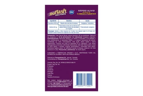 Ibuflash Ultra Forte caja x 8 Capsulas | Droguerías Cafam