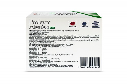 Prolevo Levotiroxina Sódica 25 Mcg 60 Cápsulas Blandas