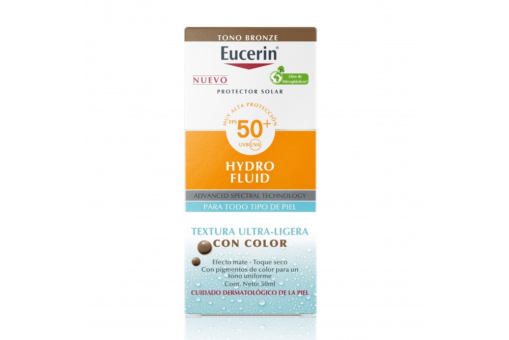 Protector Solar Eucerin Hydro Fluid Fps 50 Facial Tono Bronze 50 Ml